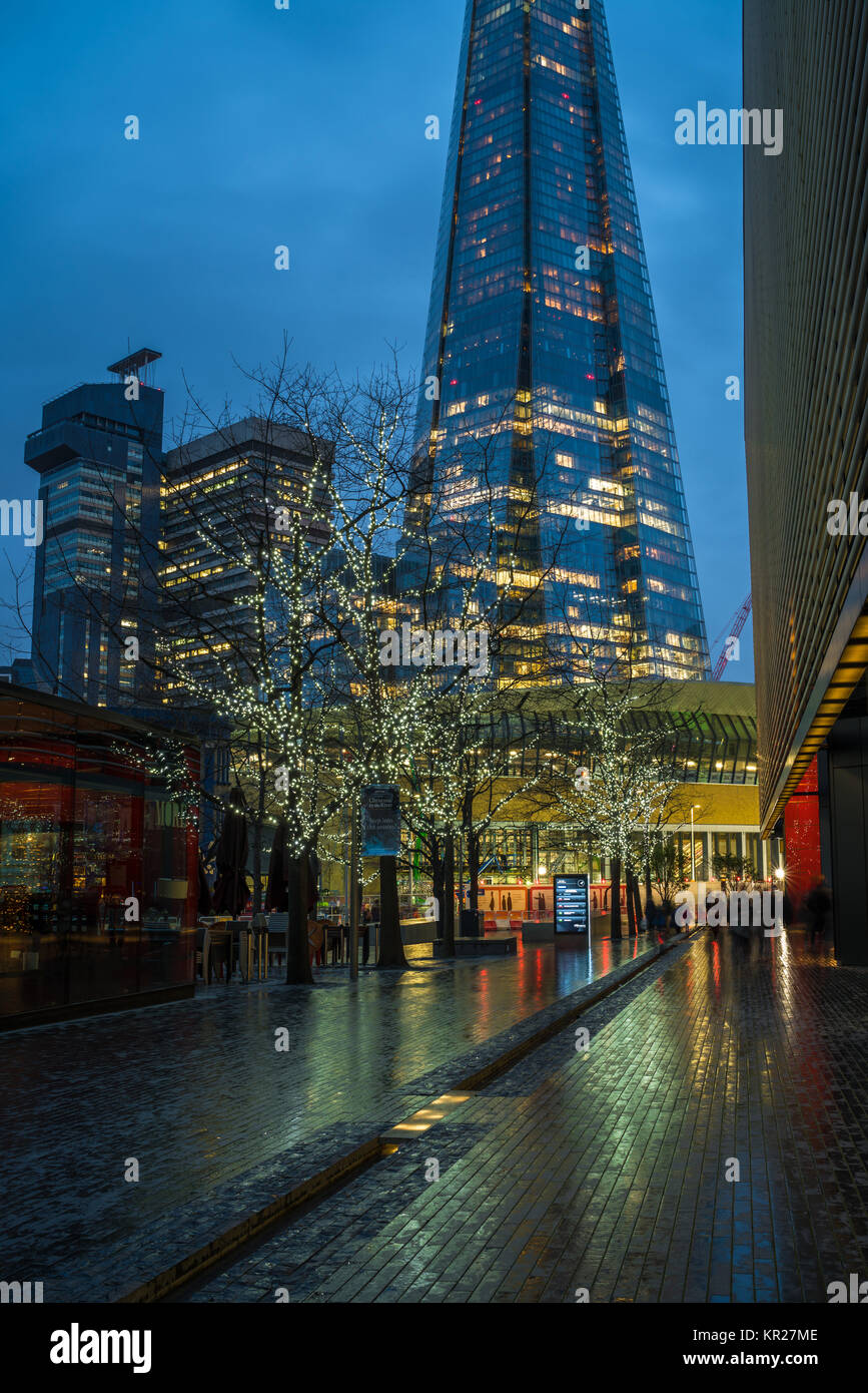 LONDON, UK - DECEMBER 16, 2017: View of the Shard and Christmas ...