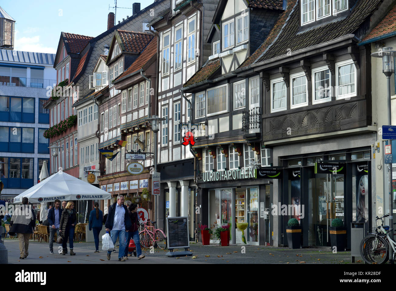 Half-timbered houses, new street, Brunswick, Lower Saxony, Germany ...