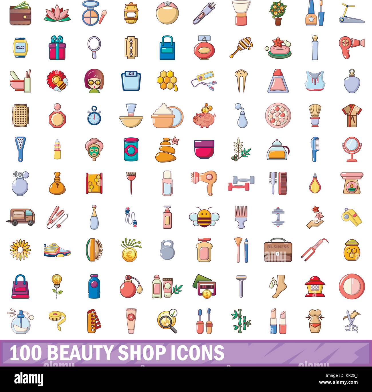 100 beauty shop icons set, cartoon style Stock Vector Image & Art - Alamy