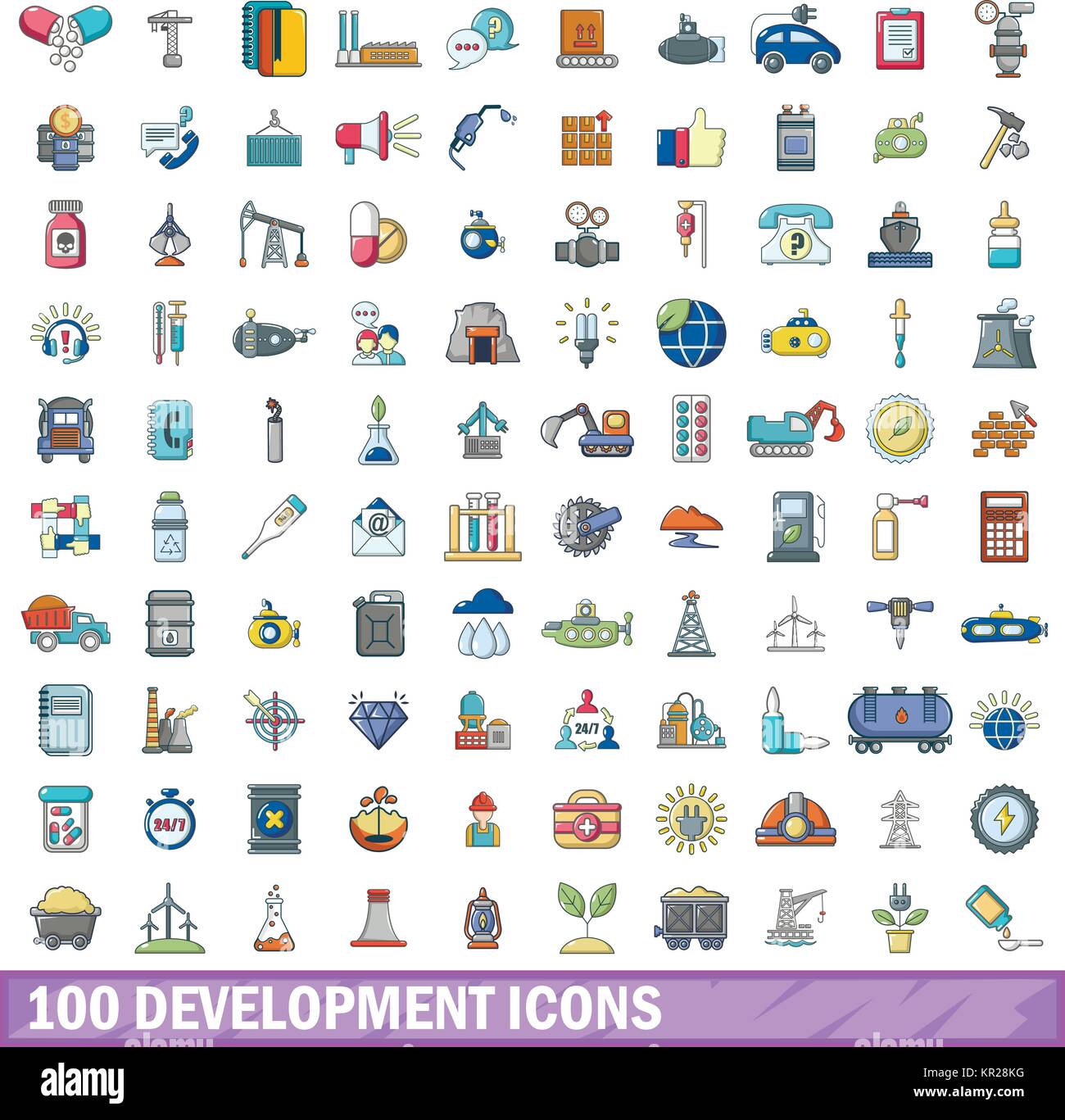 100 development icons set, cartoon style Stock Vector Image & Art - Alamy