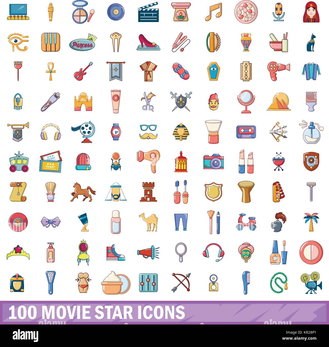 100 movie star icons set, cartoon style Stock Vector Image & Art - Alamy