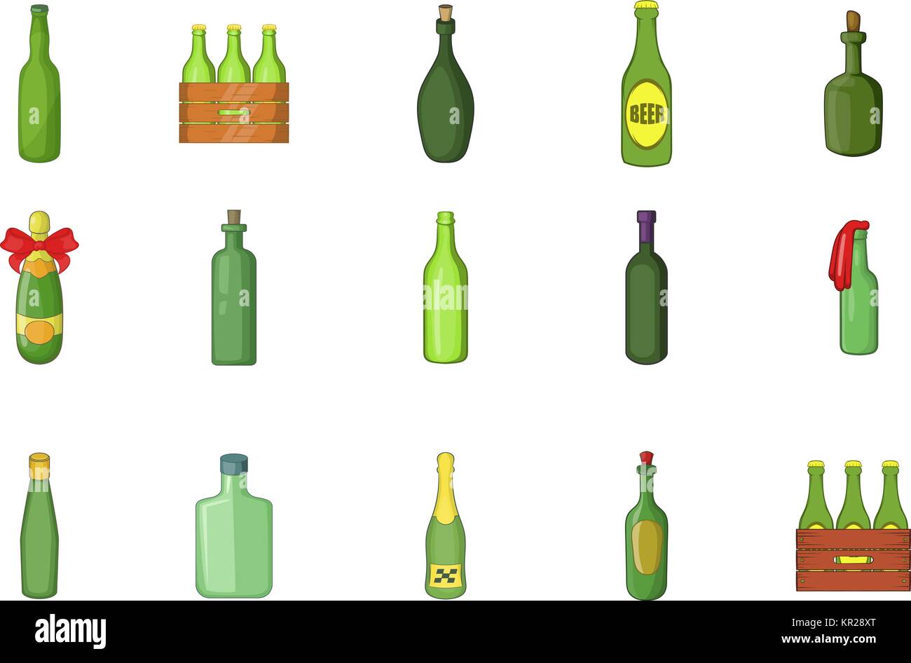 Green bottle icon set, cartoon style Stock Vector Image & Art - Alamy