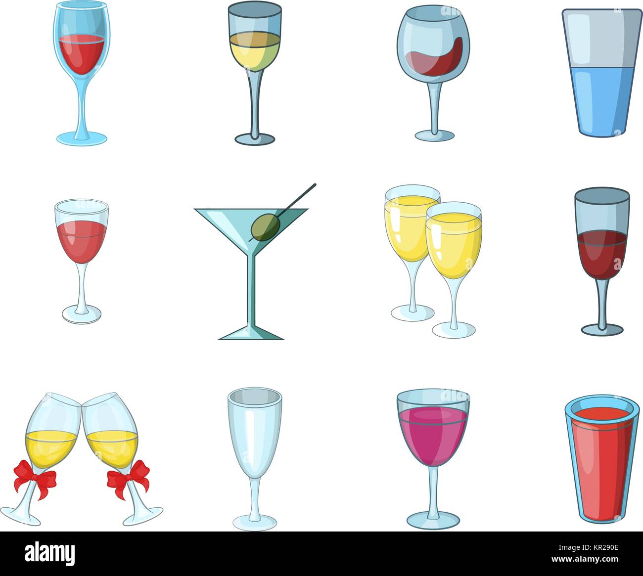 Glass icon set, cartoon style Stock Vector Image & Art - Alamy