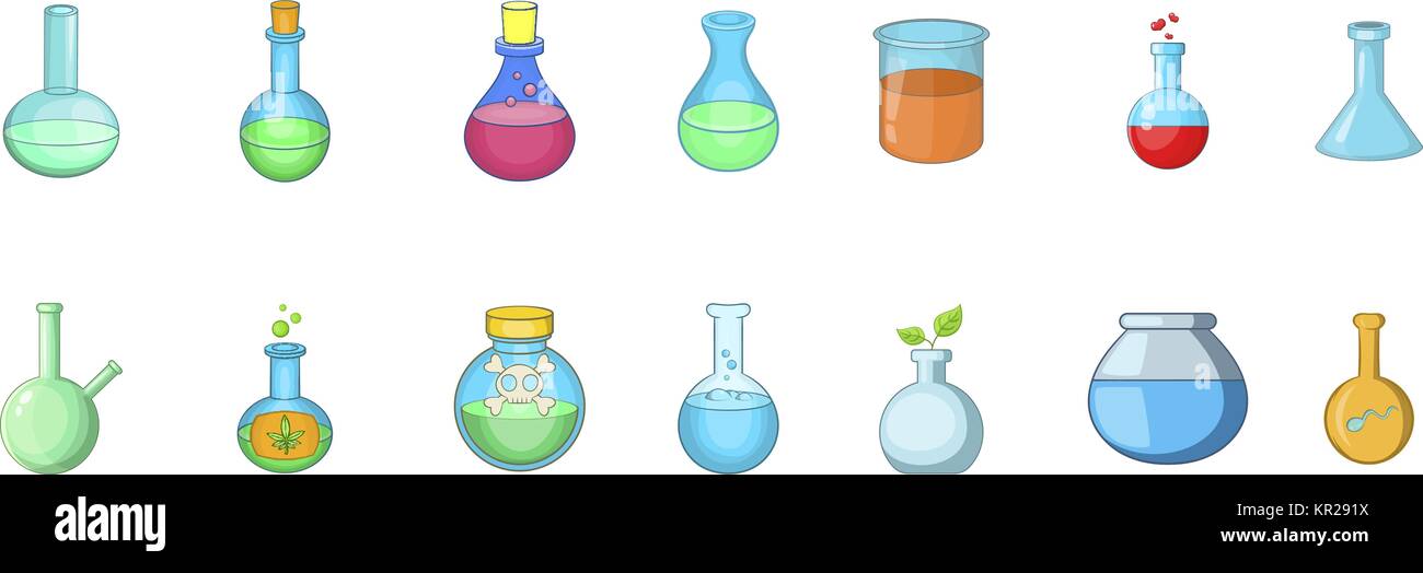 Chemical bottle icon set, cartoon style Stock Vector Image & Art - Alamy