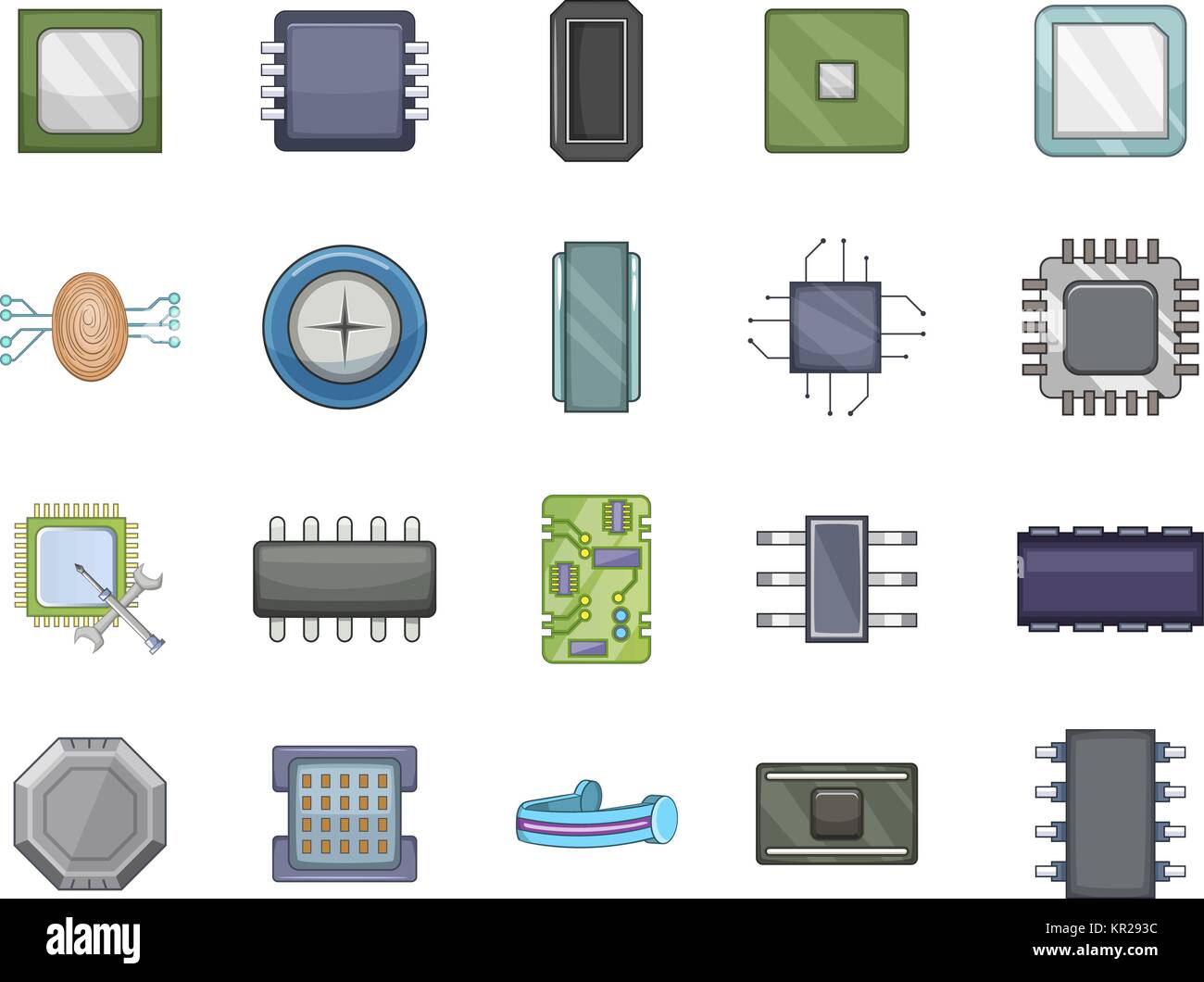 Chip icon set, cartoon style Stock Vector Image & Art - Alamy