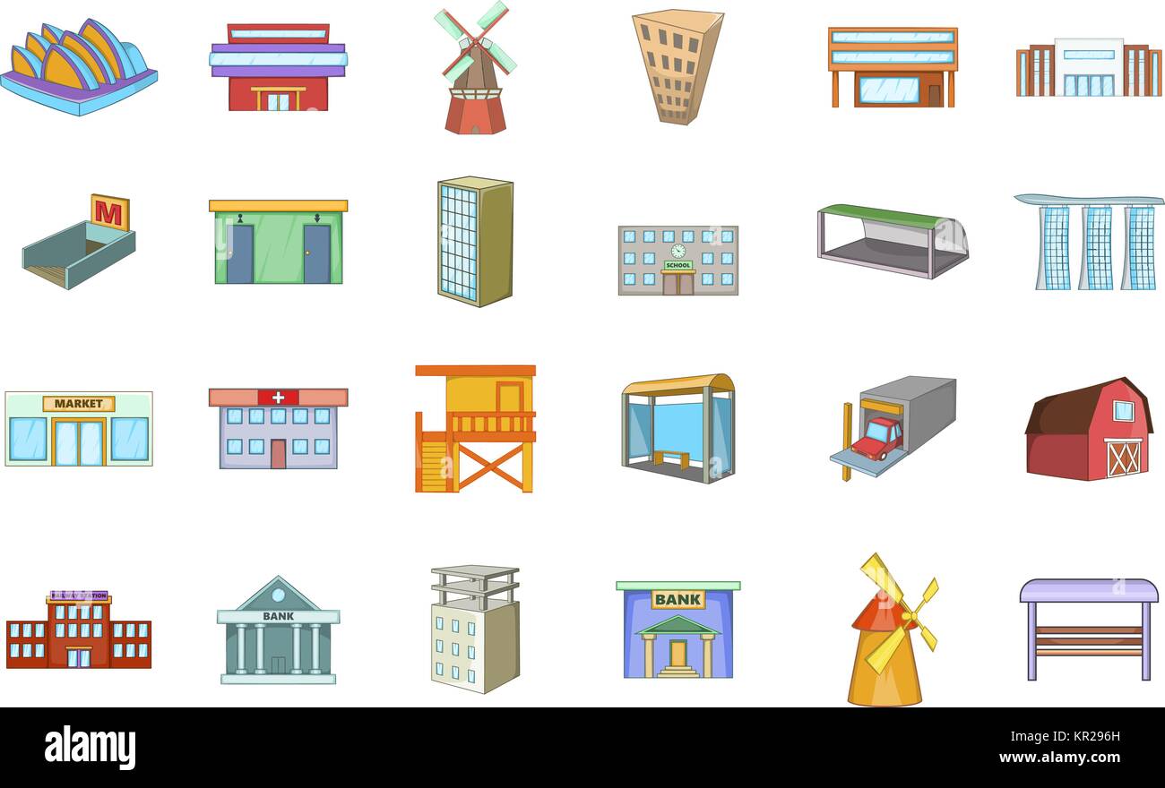 Building icon set, cartoon style Stock Vector Image & Art - Alamy