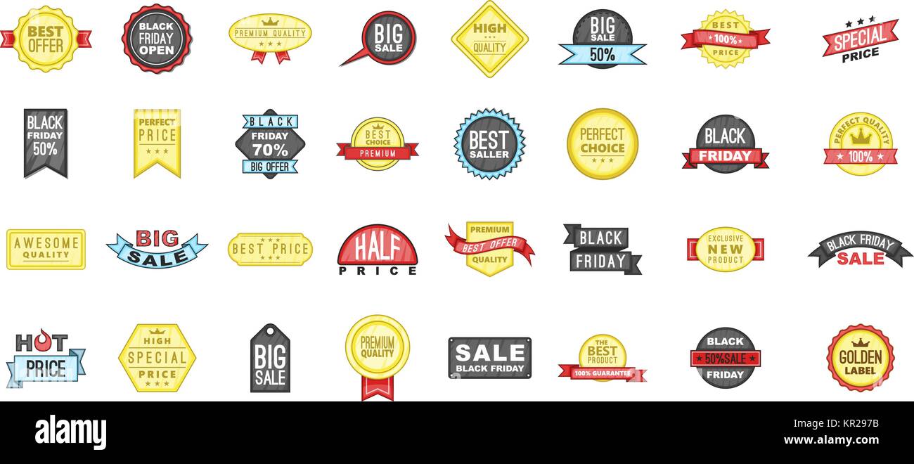 Sale badge icon set, cartoon style Stock Vector Image & Art - Alamy