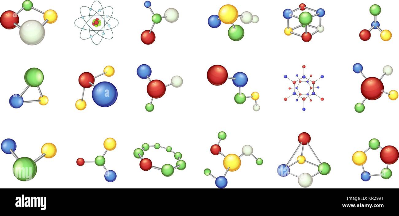 Molecule icon set, cartoon style Stock Vector Image & Art - Alamy