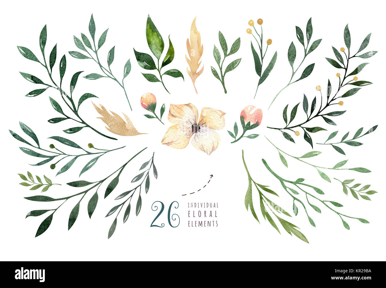 Emerald Green Floral Lineart