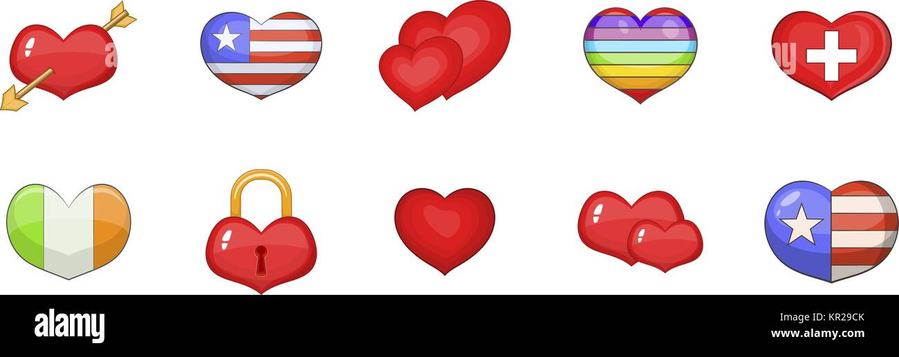 Heart icon set, cartoon style Stock Vector Image & Art - Alamy