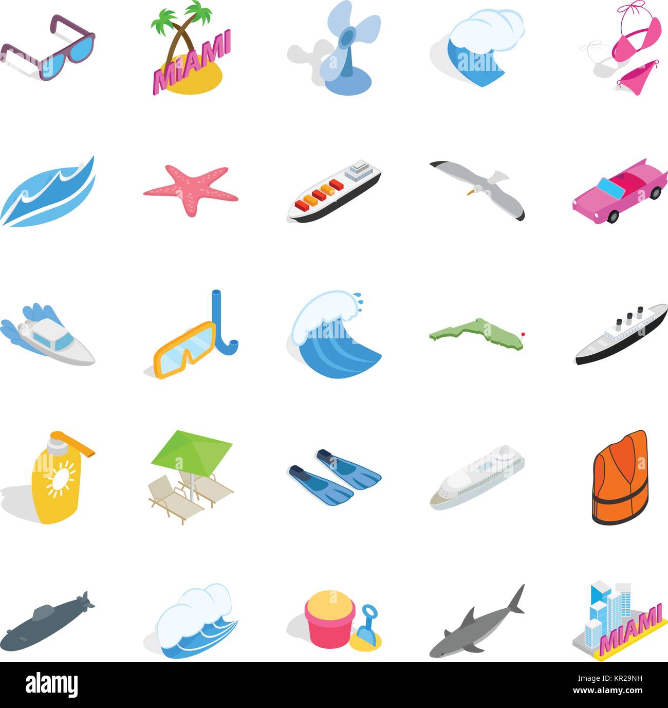 Strand icons set, isometric style Stock Vector Image & Art - Alamy
