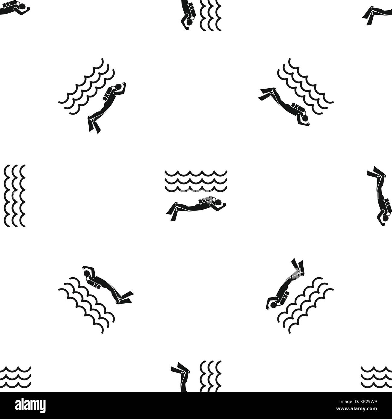 Scuba diver man in diving suit pattern seamless black Stock Vector ...