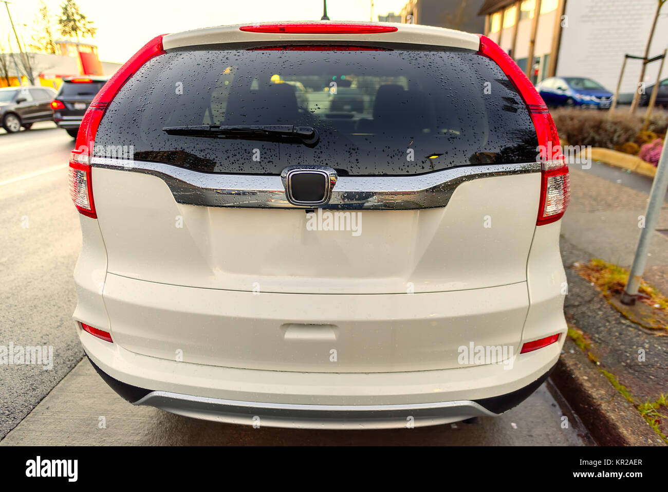 rear view of the car parked in the city, in the afternoon, in the ...