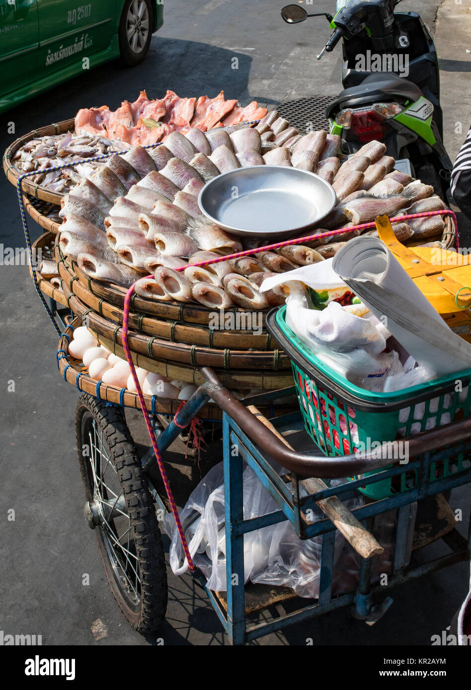 Food on the stands or stalls - streets of Bangkok, asian delicious ...