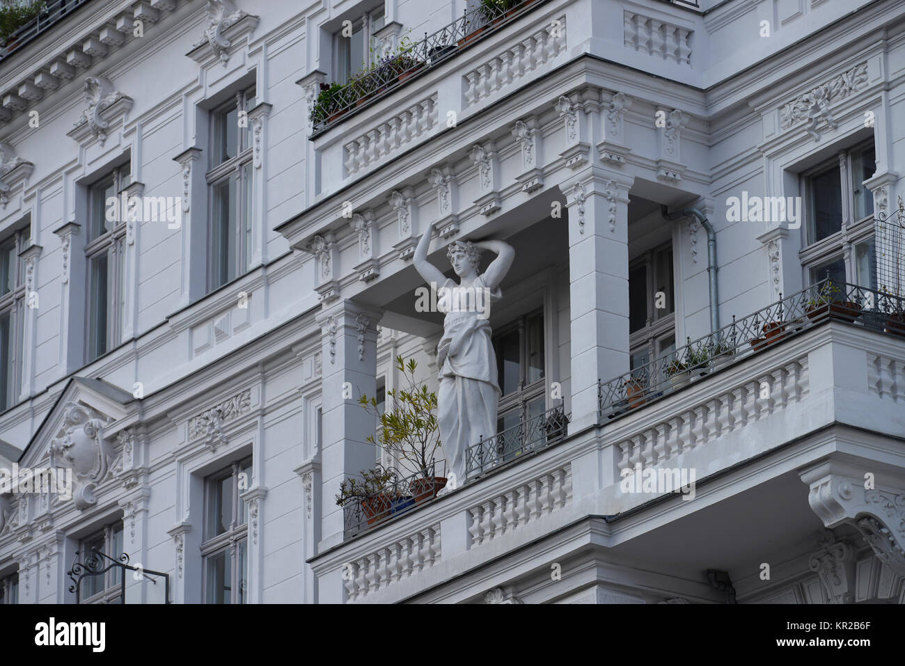 Balcony, old building, Stuttgart place, Charlottenburg, Berlin, Germany ...