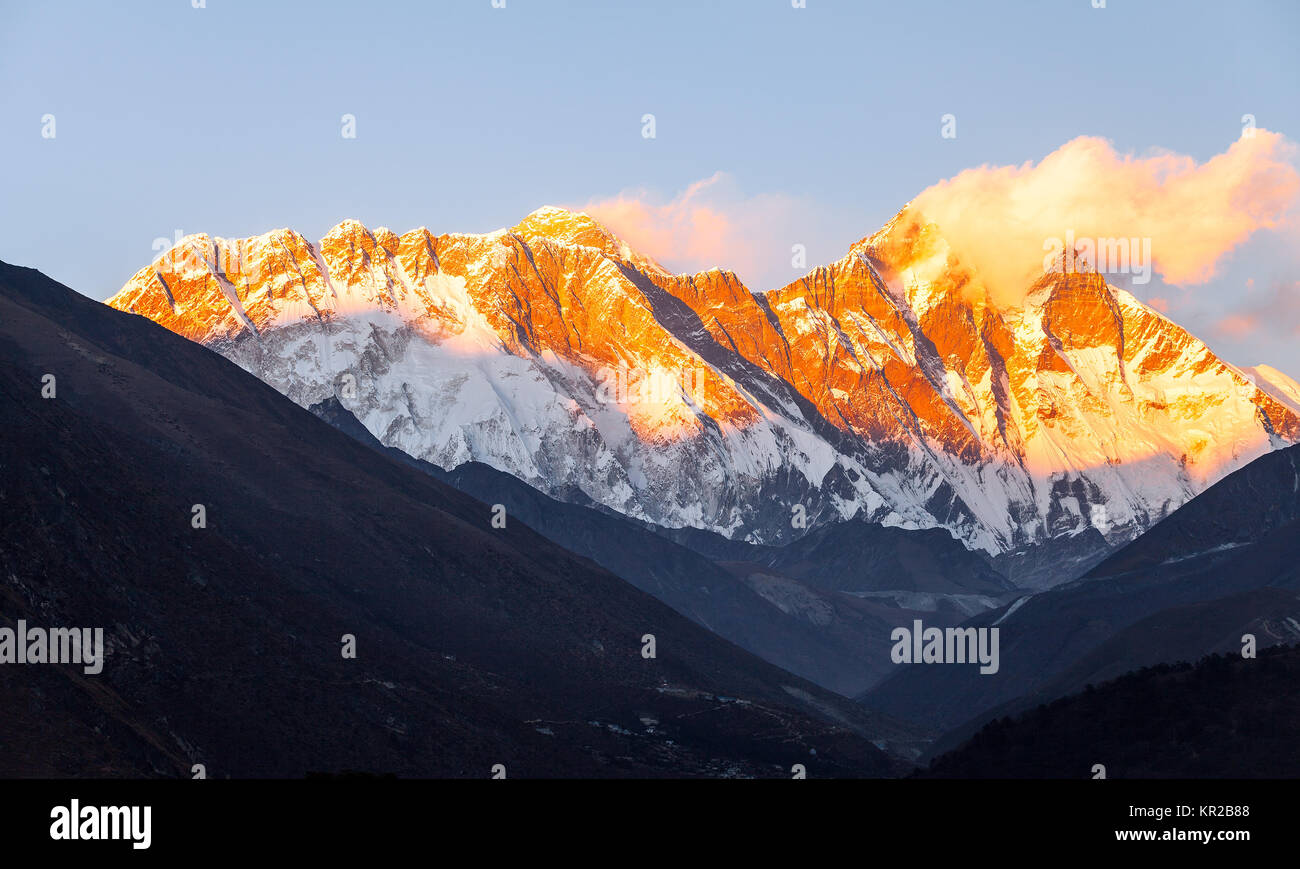 Golden Everest, Himalayas, landscape between way to Everest Base Camp ...