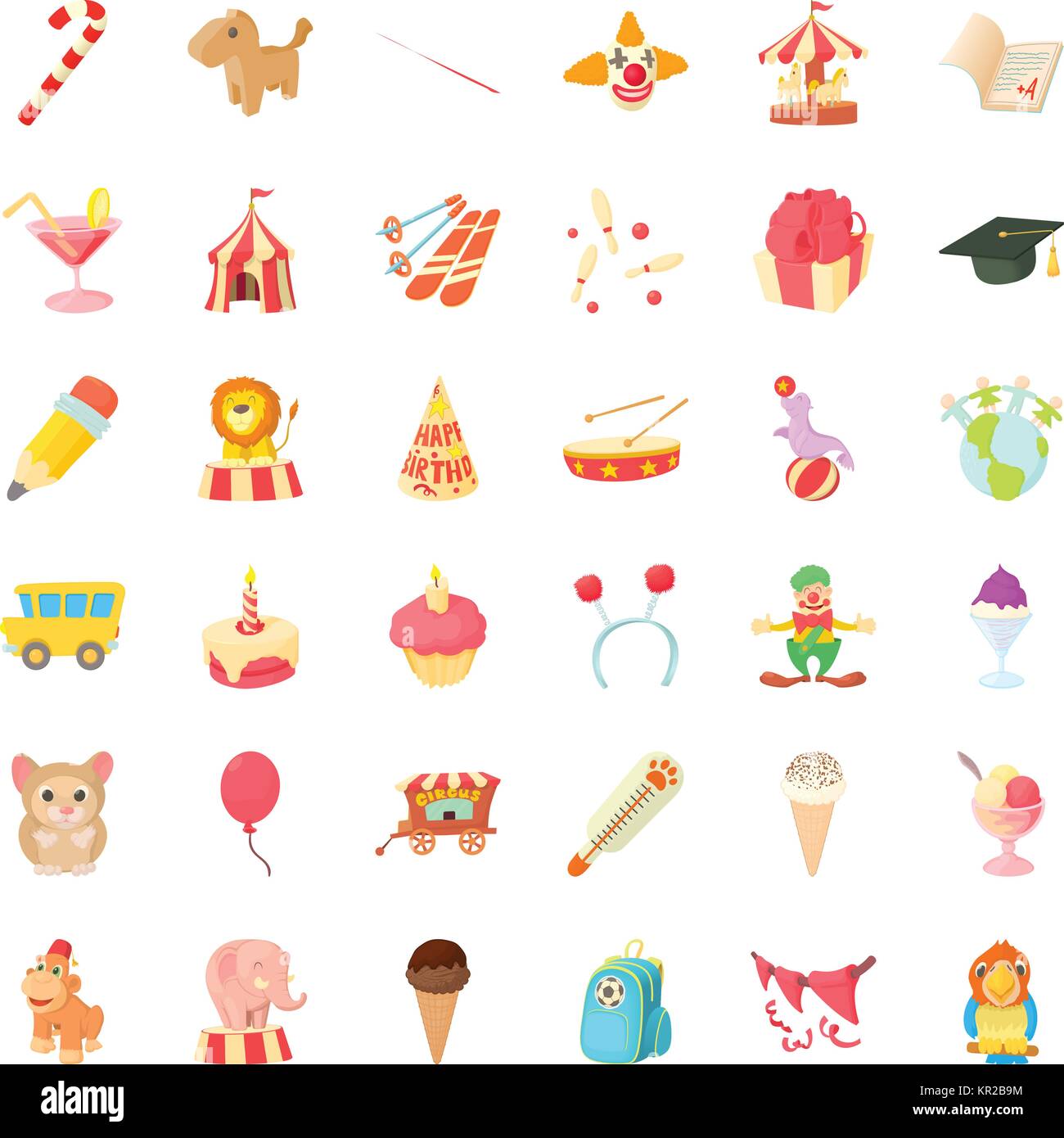 Kid birthday icons set, cartoon style Stock Vector Image & Art - Alamy