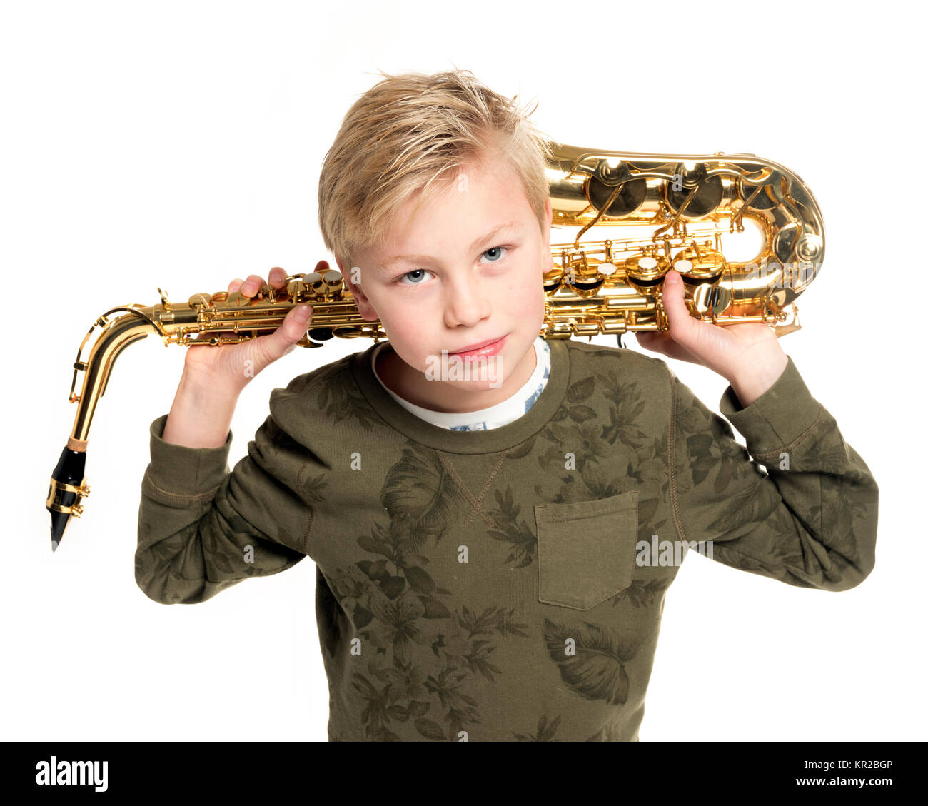 Boy blond hair saxophone hi-res stock photography and images - Alamy