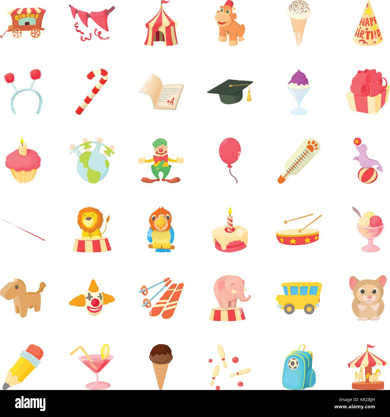 Birthday day icons set, cartoon style Stock Vector Image & Art - Alamy