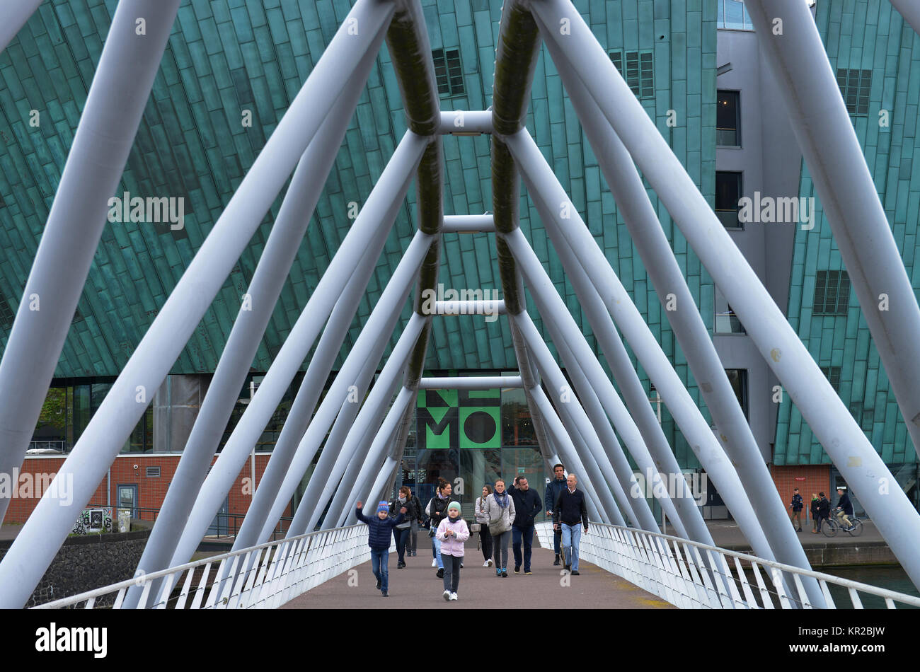 Footbridge, Nemo Science centre, Oosterdok, Amsterdam, the Netherlands ...