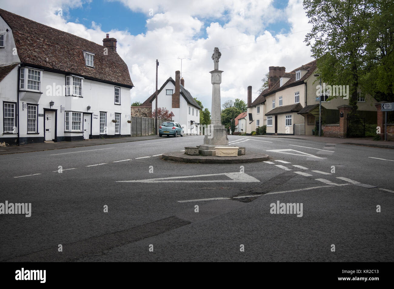 The war memorial in the centre of Fowlmere village, Cambridgeshire ...