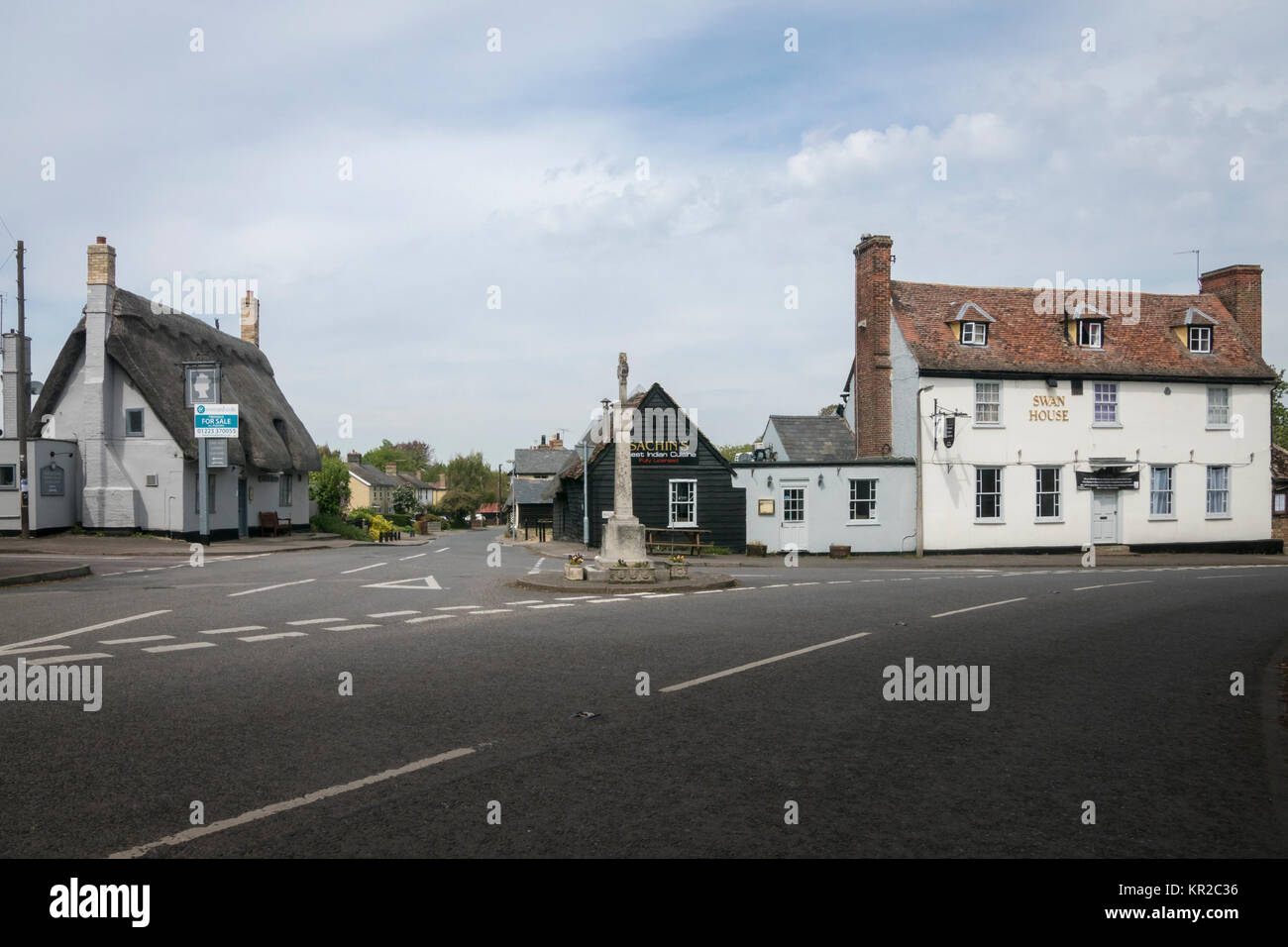 War memorial in the centre of Fowlmere Village, Cambridgeshire, England ...