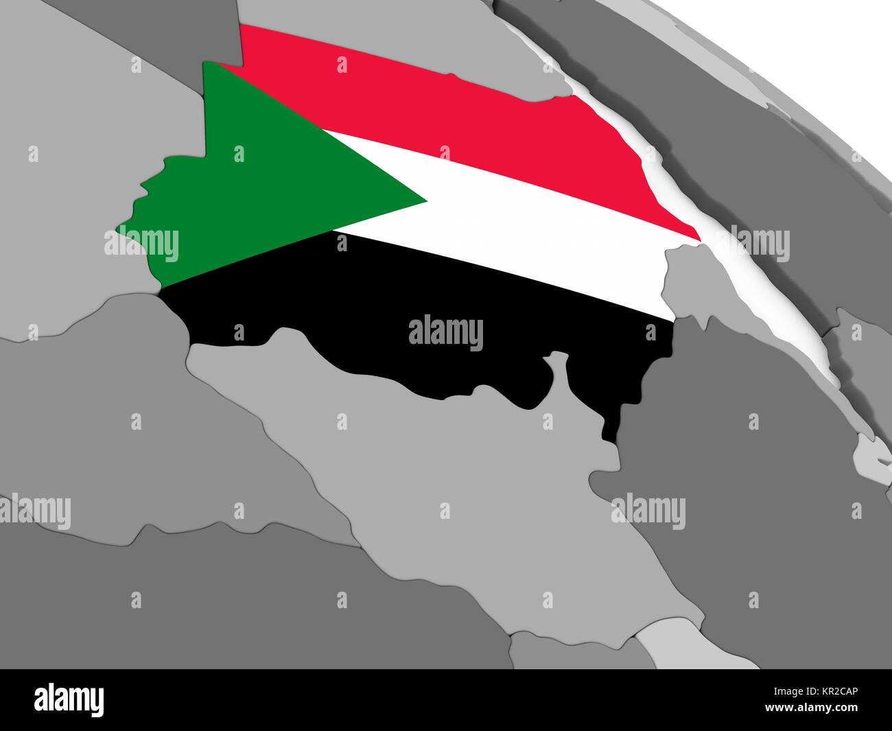 Flag sudan on world map hi-res stock photography and images - Alamy