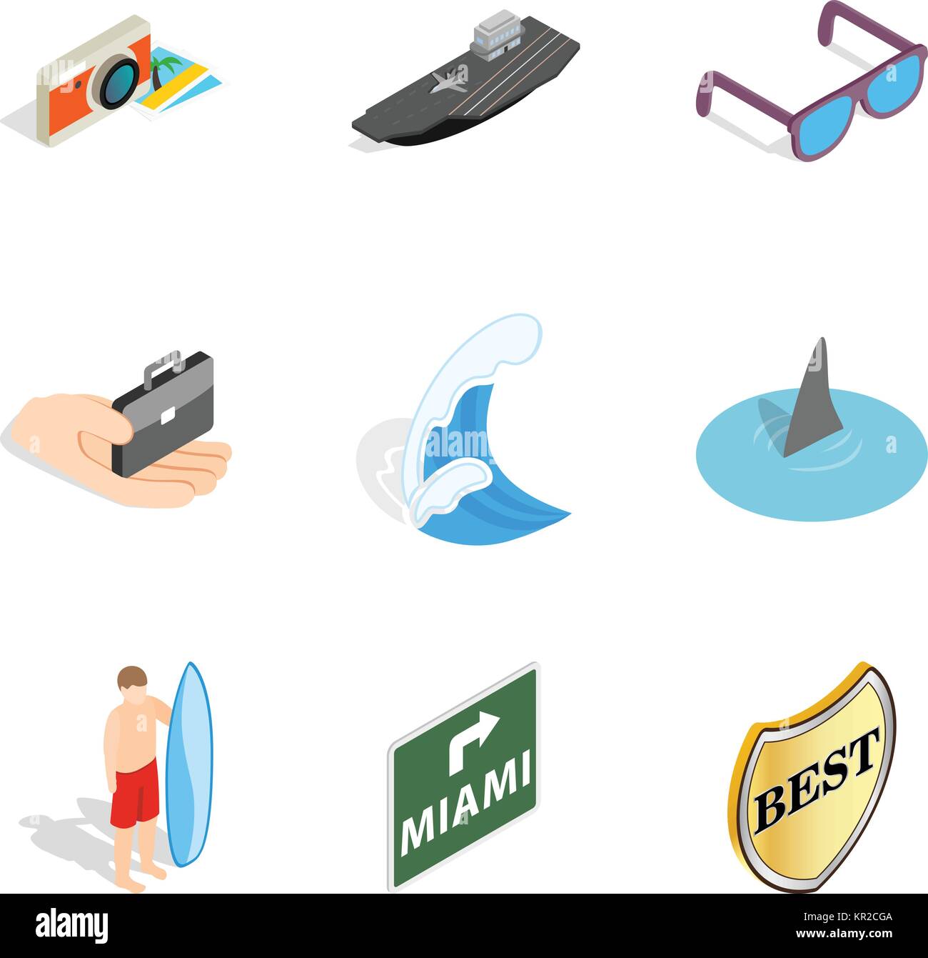 Sea adventure icons set, isometric style Stock Vector Image & Art - Alamy