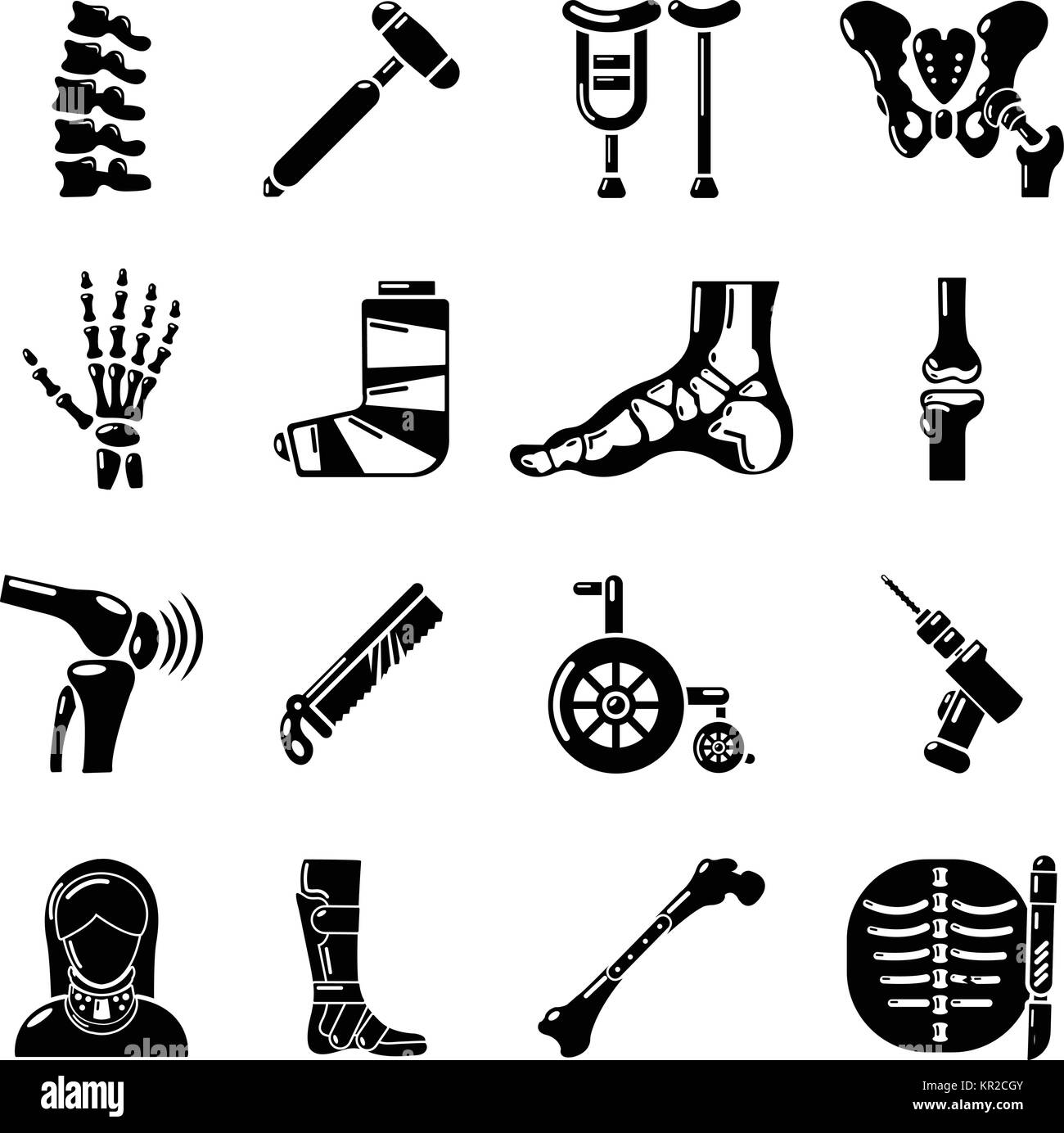 Orthopedist bone tools icons set, simple style Stock Vector Image & Art ...
