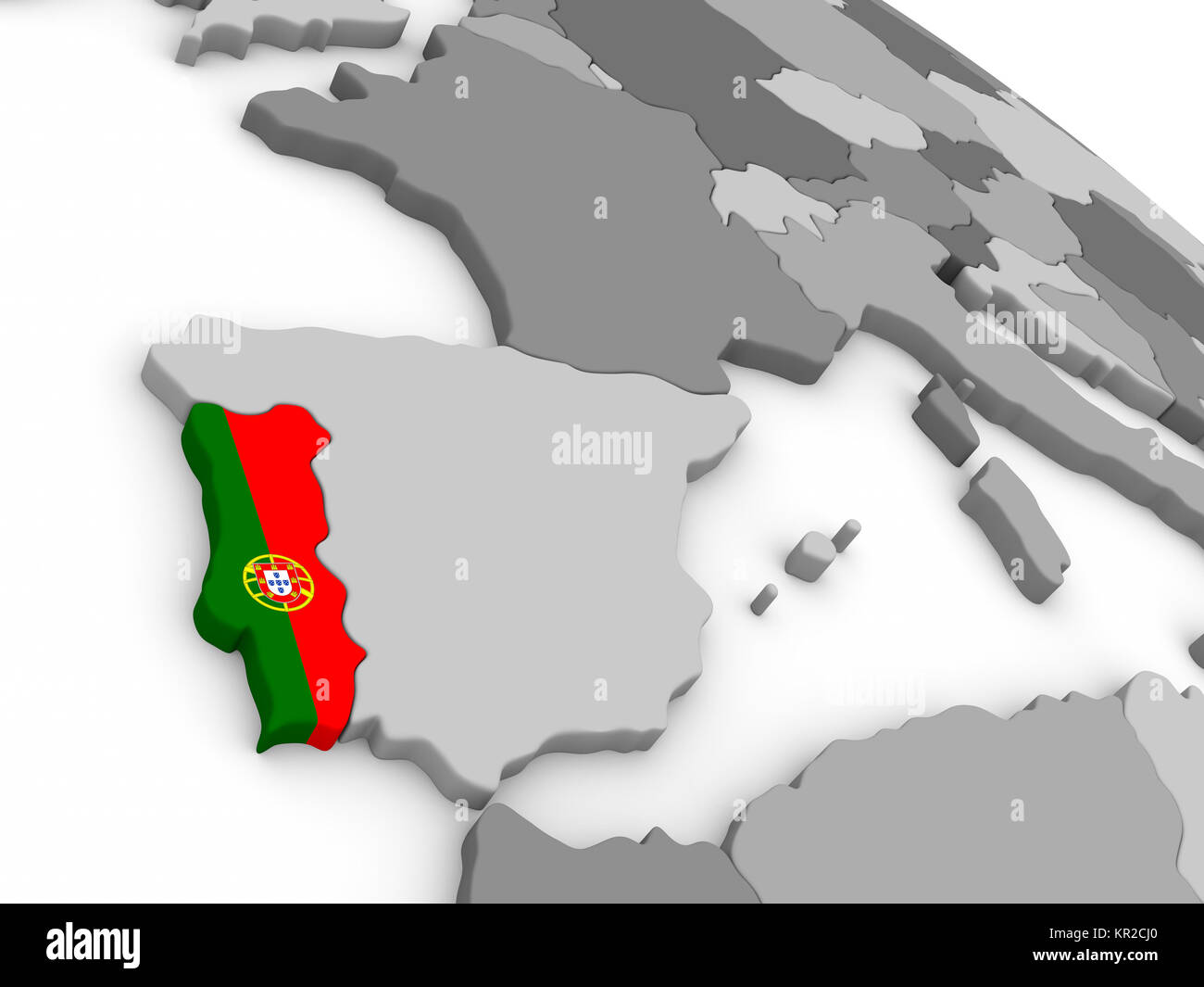 Portugal on globe with flag Stock Photo - Alamy