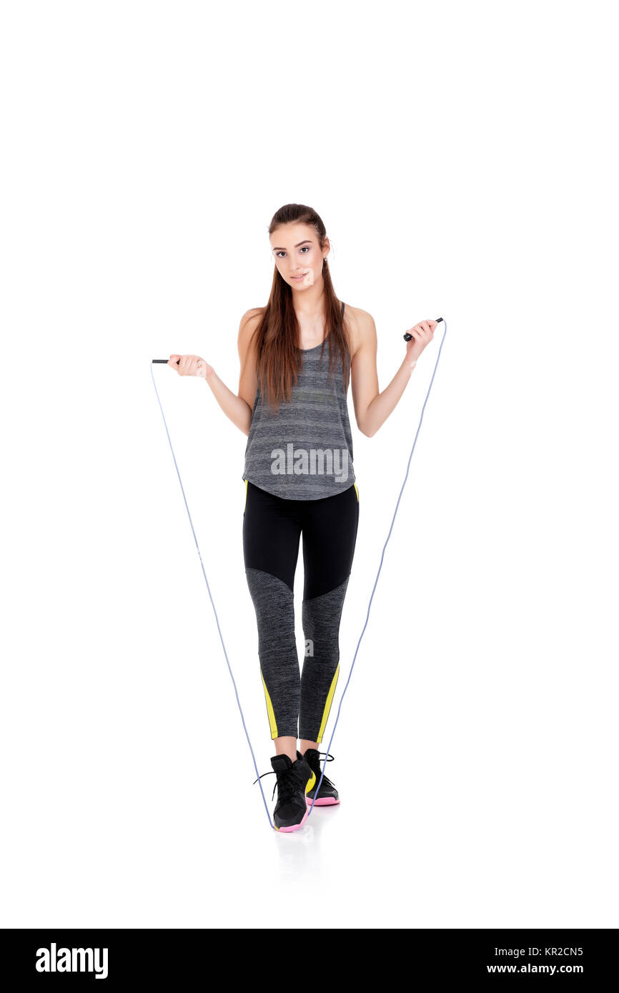fit woman with skipping rope Stock Photo - Alamy
