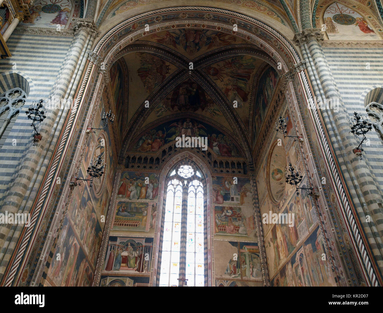 Church nave with main altar and ceiling fresco hi-res stock photography ...