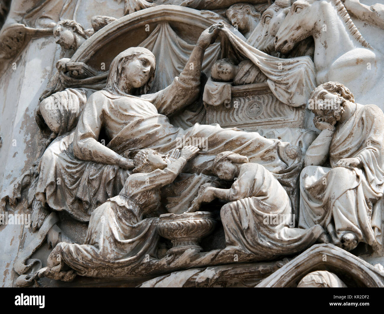 Orvieto Duomo facade. The third pillar with stories from the New ...