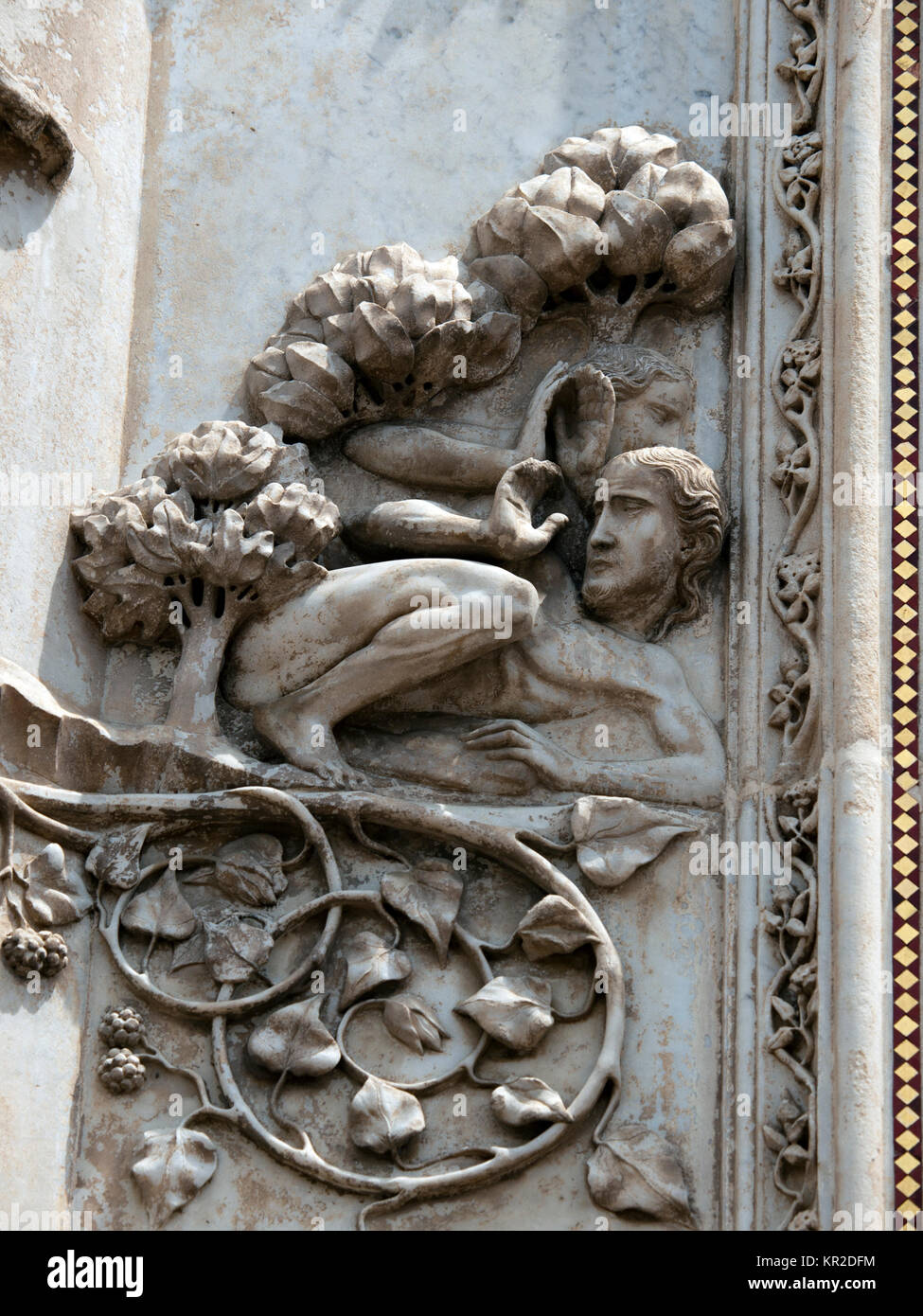 Orvieto - Duomo facade. The first pillar: scenes from Genesis. .Adam ...