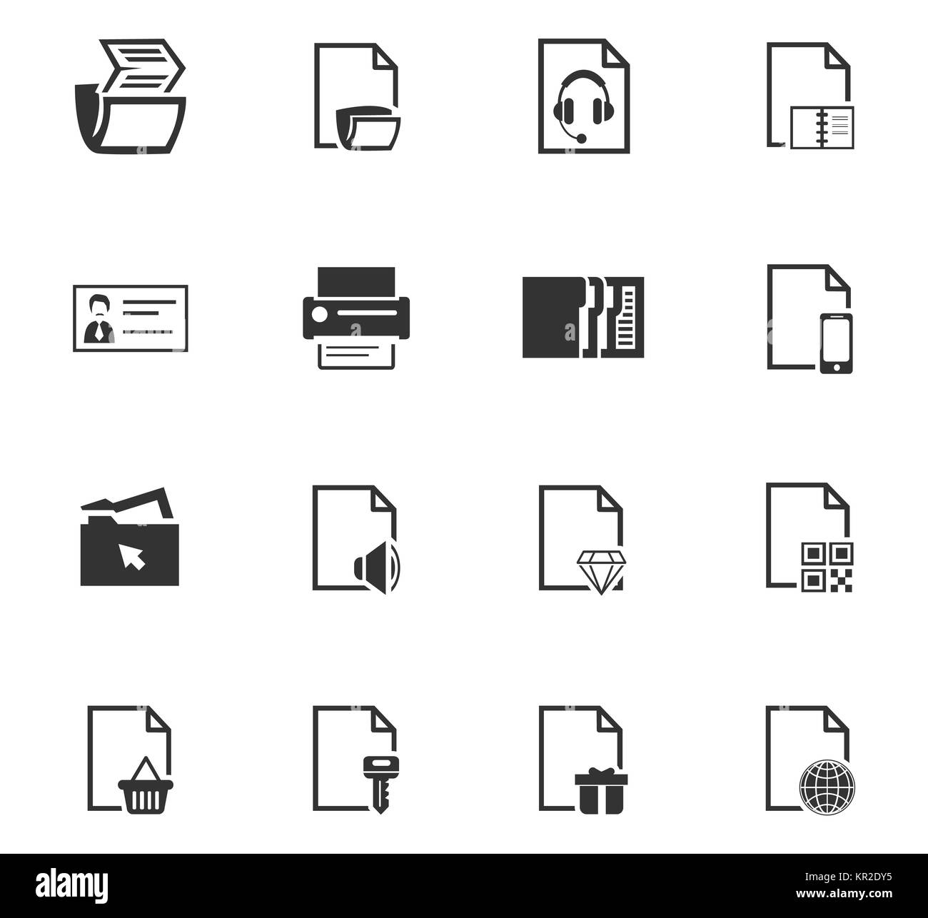 Documents icons set Stock Photo - Alamy