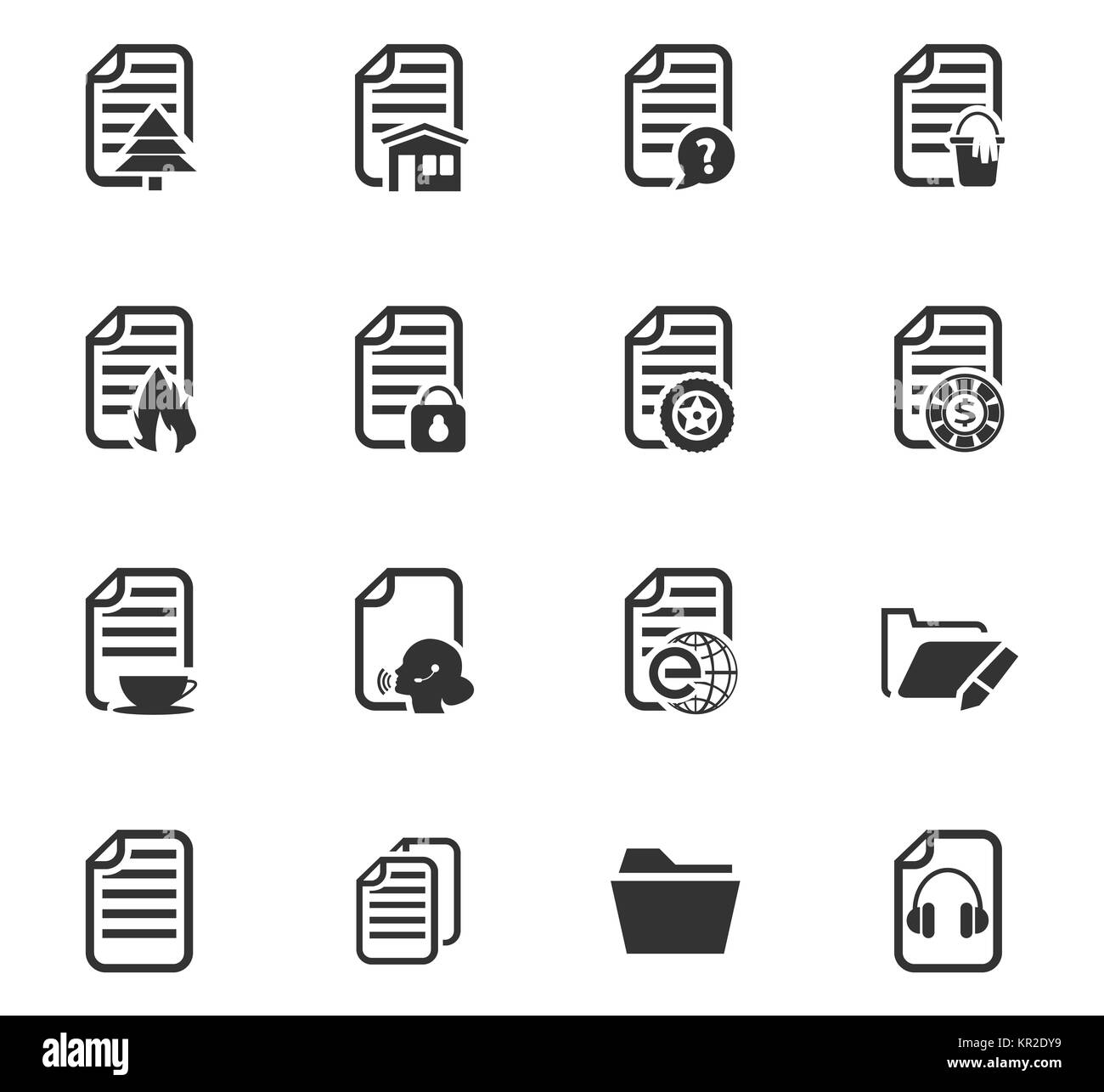 Documents icons set Stock Photo - Alamy
