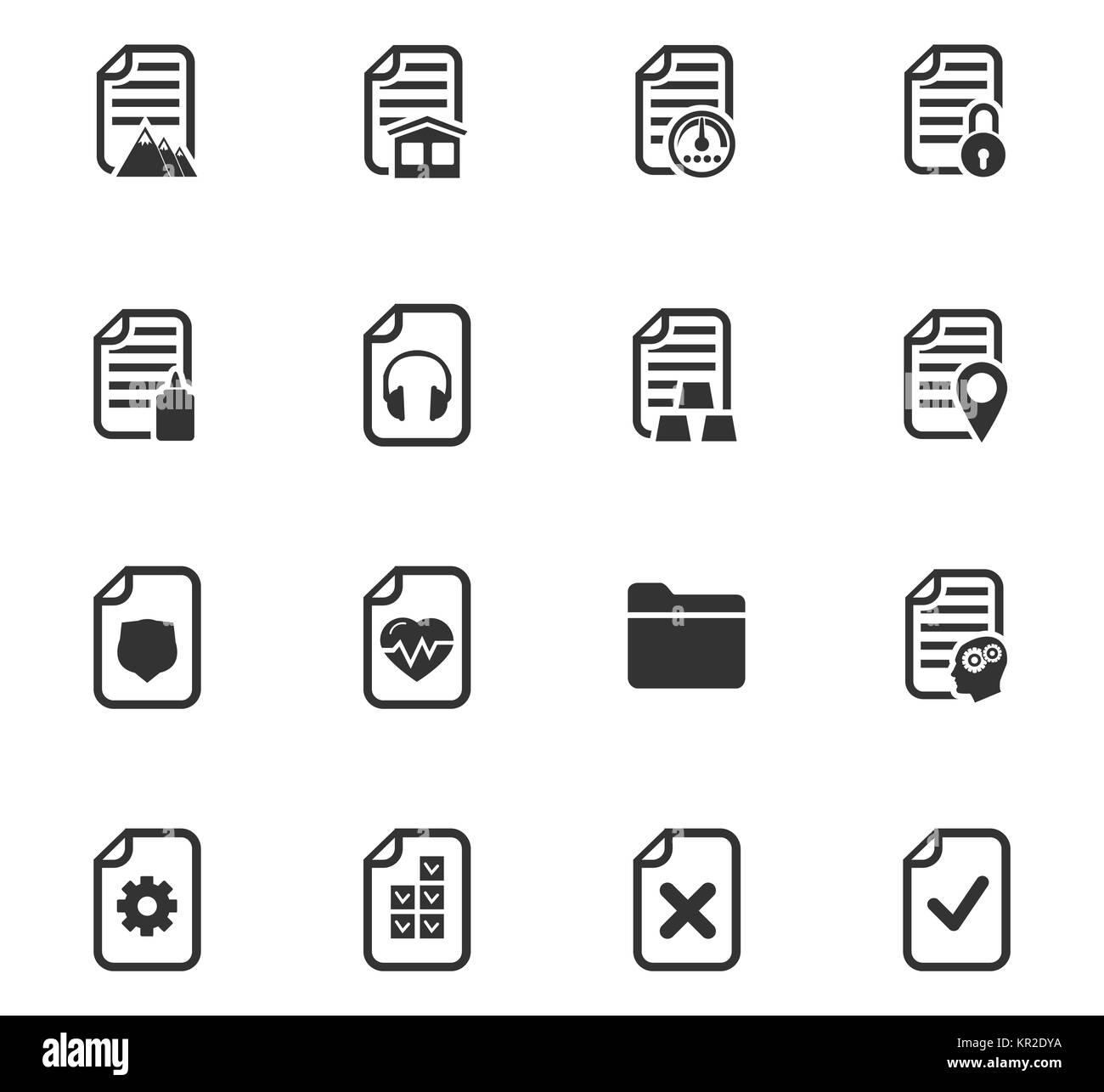 Documents icons set Stock Photo - Alamy
