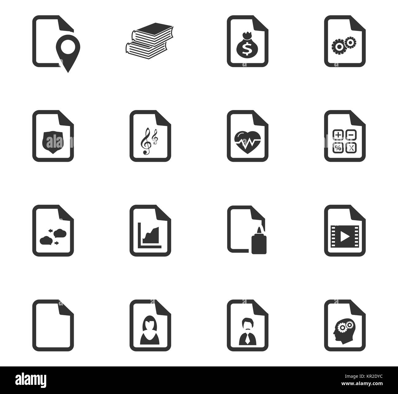 Documents icons set Stock Photo - Alamy
