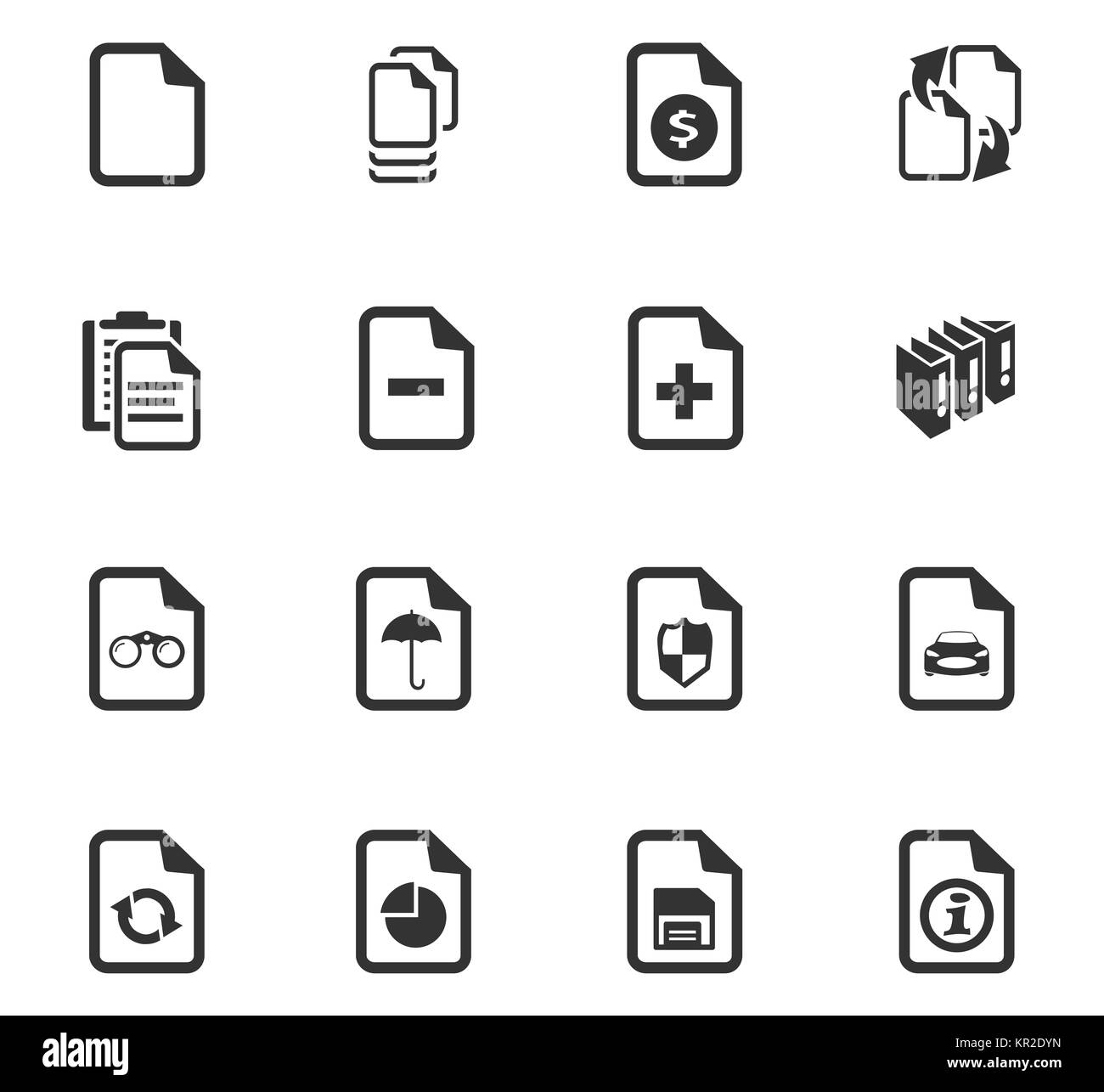 Documents icons set Stock Photo - Alamy
