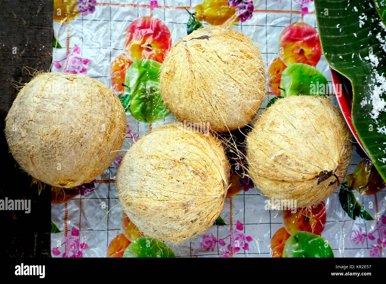 local Coconuts at Fresh market Stock Photo - Alamy