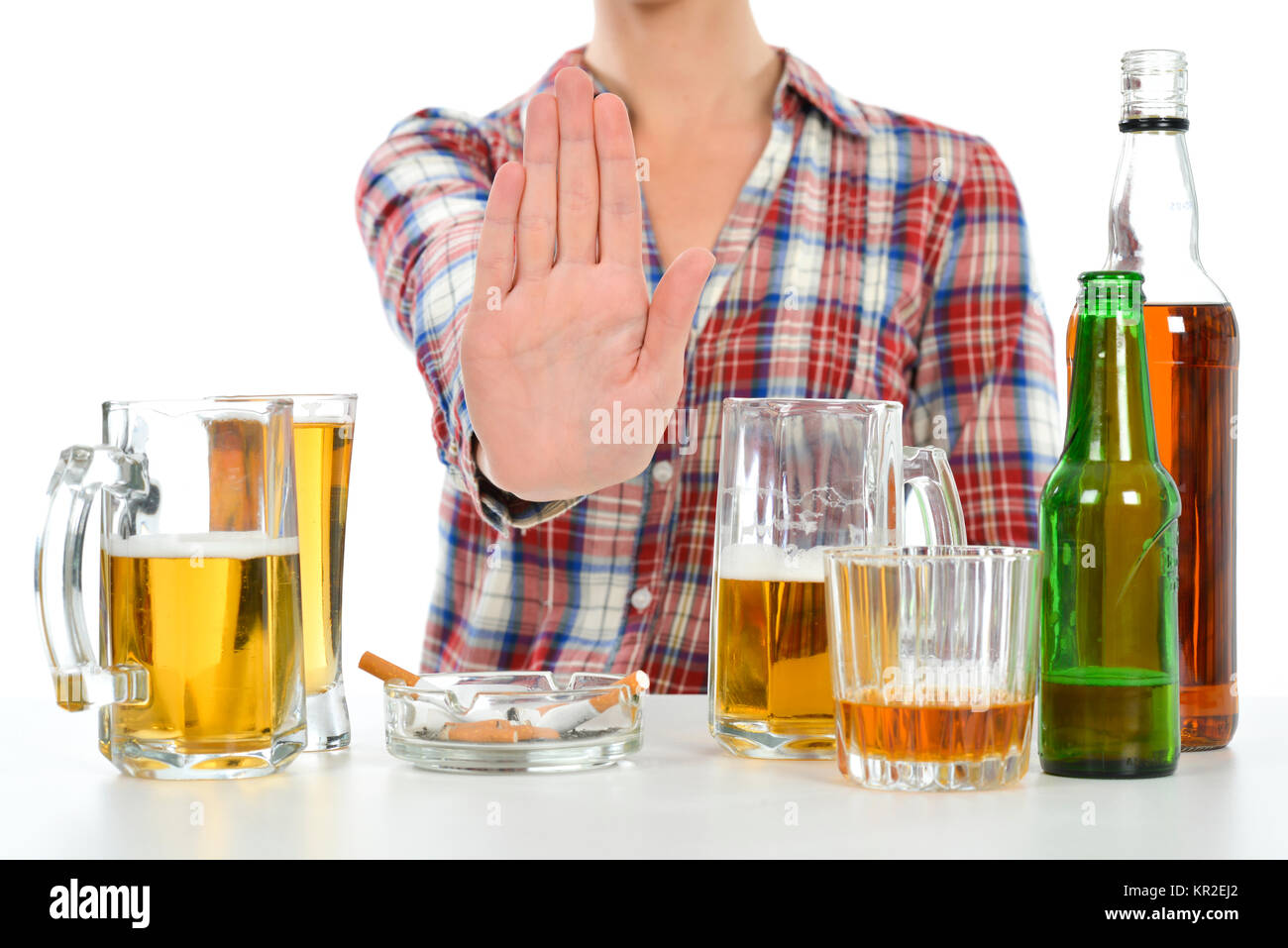 Woman wants to quit drinking and smoking Stock Photo - Alamy