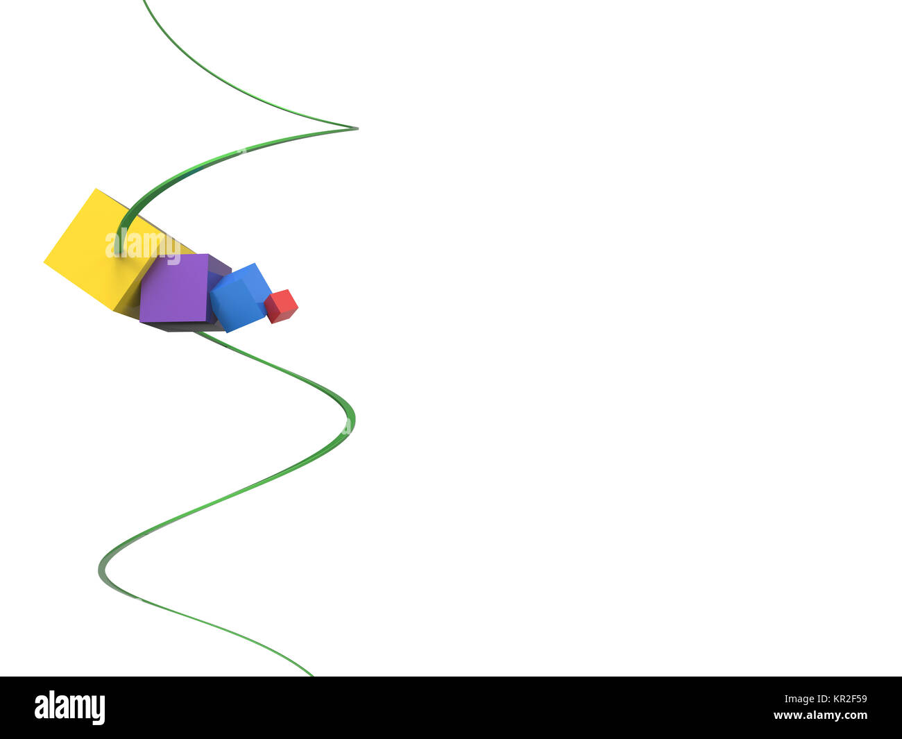 The 3D rendering Colorful cubes with nice curve isolated with white ...