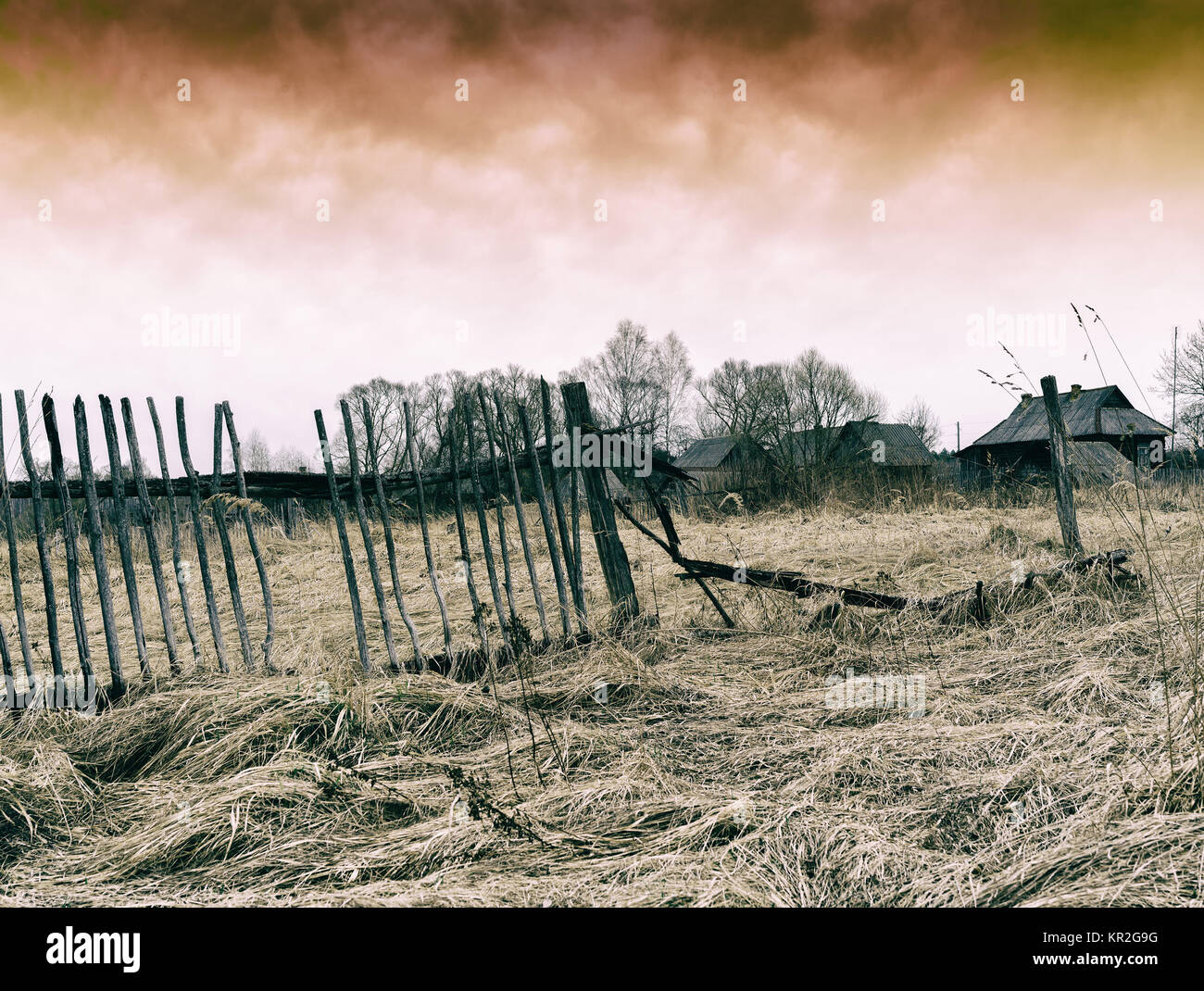 Horizontal dark ghost zombie russian village background backdrop Stock ...