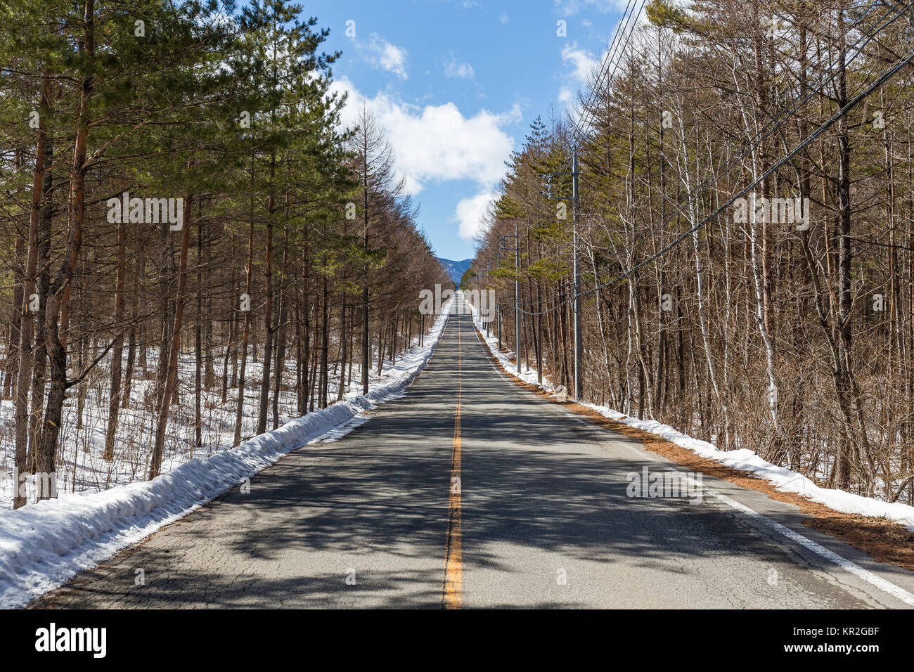 Beautiful winter landscape with road Stock Photo - Alamy