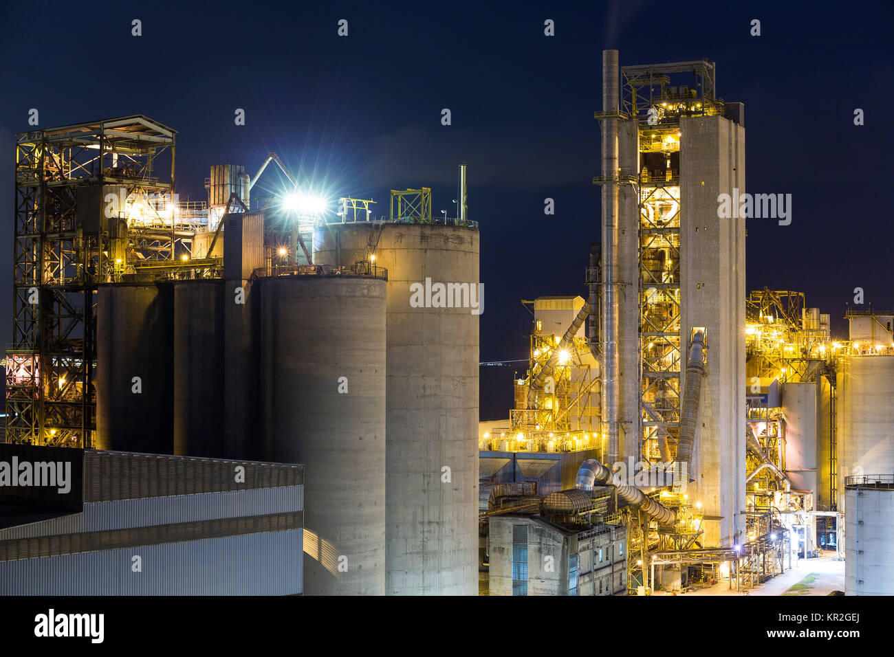 Cement Plant at night Stock Photo - Alamy