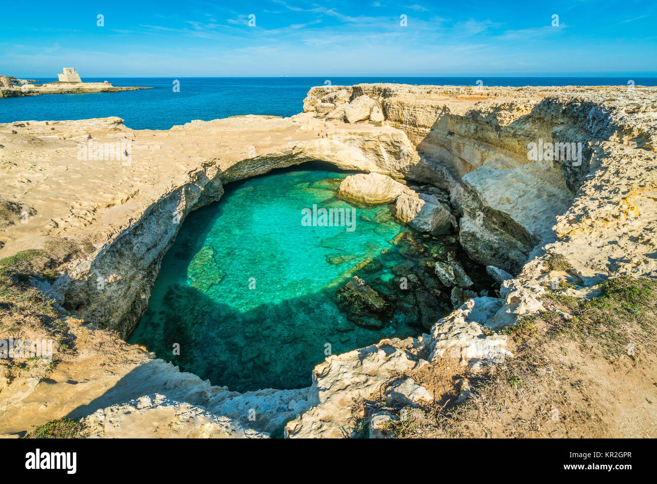 The famous Grotta della Poesia, province of Lecce, in the Salento ...