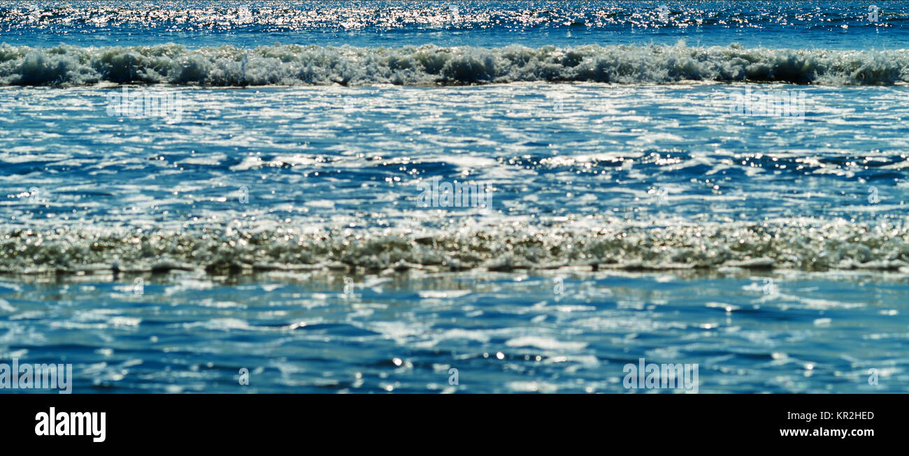 Horizontal wide tidal ocean waves bokeh background backdrop Stock Photo ...