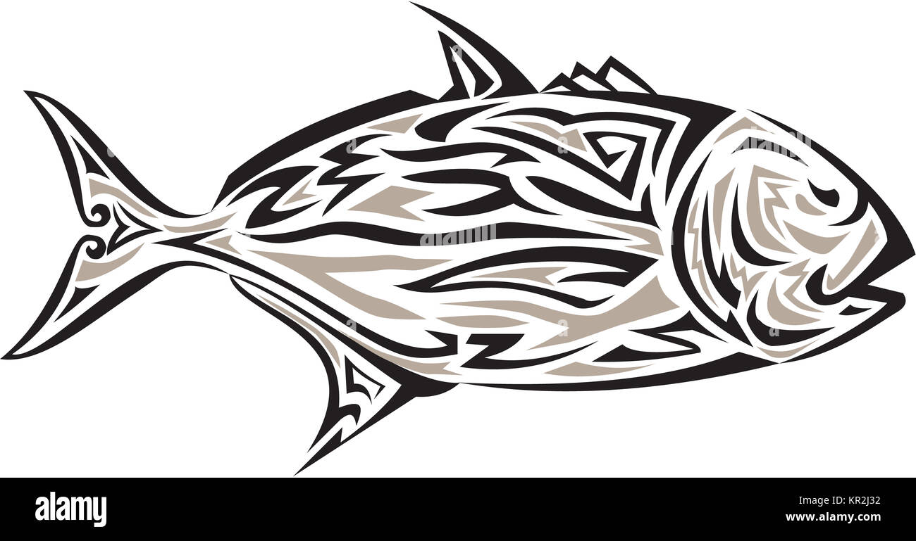 Giant Trevally Side Isolated Tribal Art Stock Photo - Alamy
