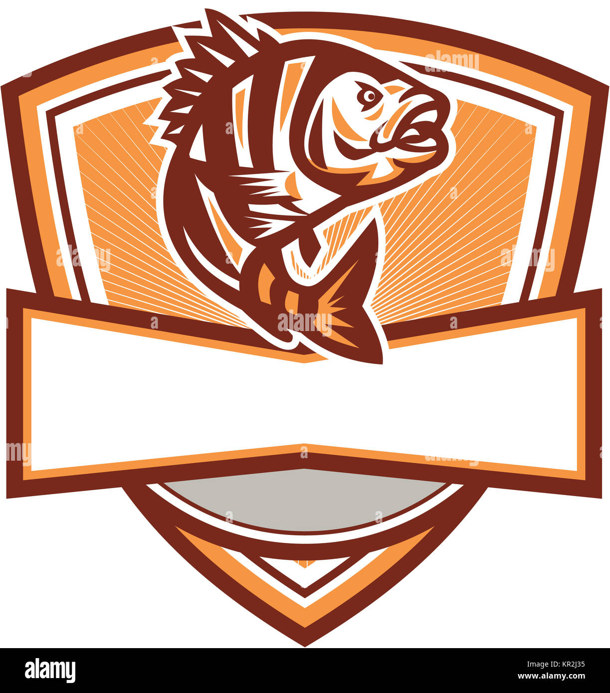 Sheepshead Fish Jumping Sunburst Crest Retro Stock Photo - Alamy