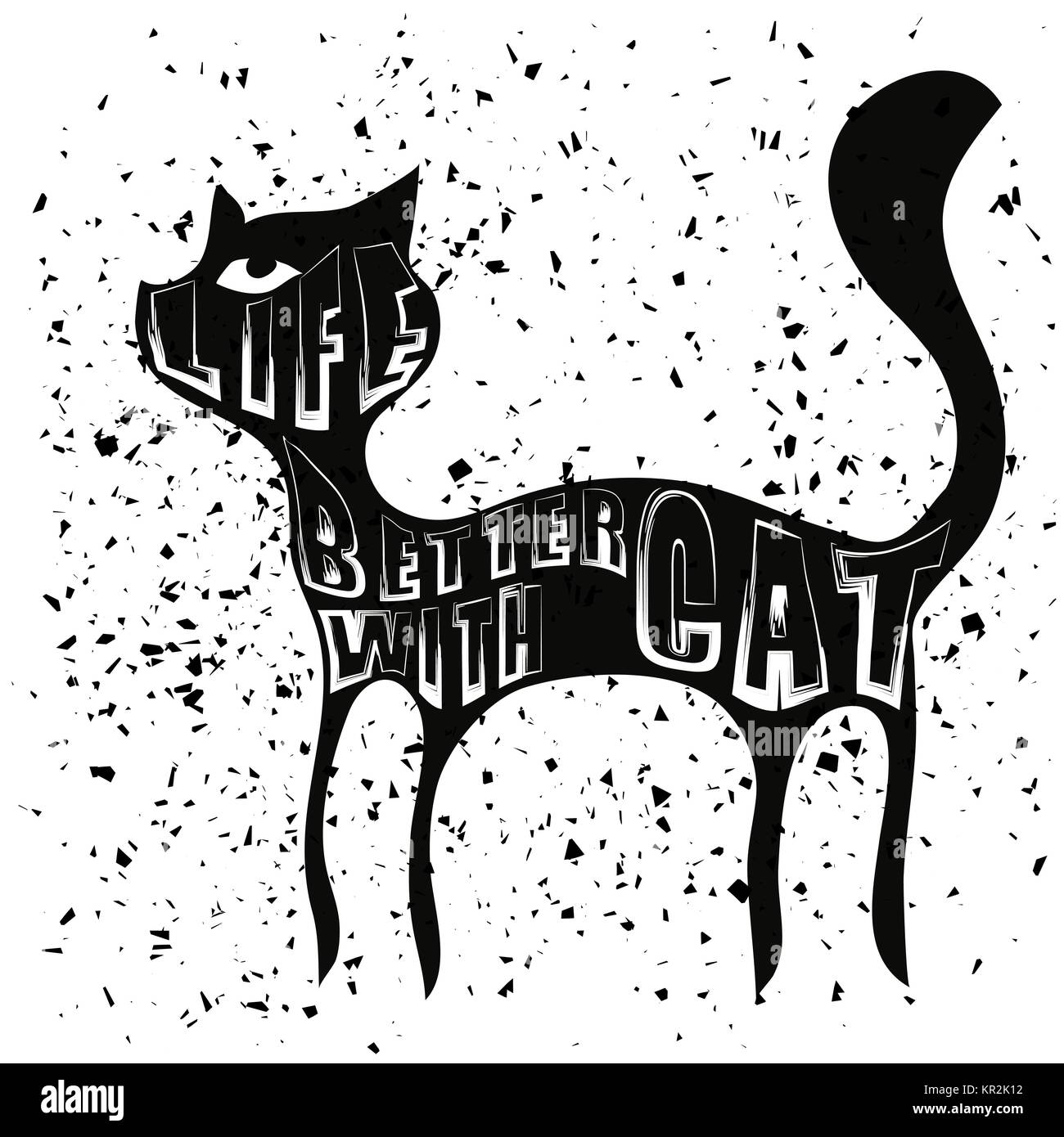 Typography Design of Print with Cat Silhouette Stock Vector Image & Art ...